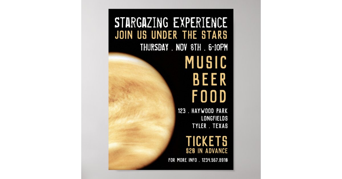 Planet Venus, Planetarium Event Advertising Poster | Zazzle