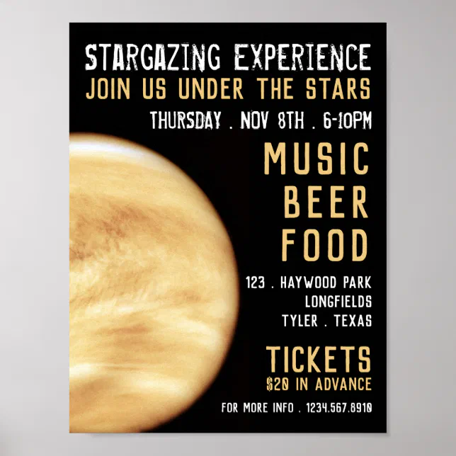 Planet Venus, Planetarium Event Advertising Poster | Zazzle
