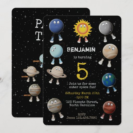 Planets and The Solar System Kids Birthday Invitation | Zazzle
