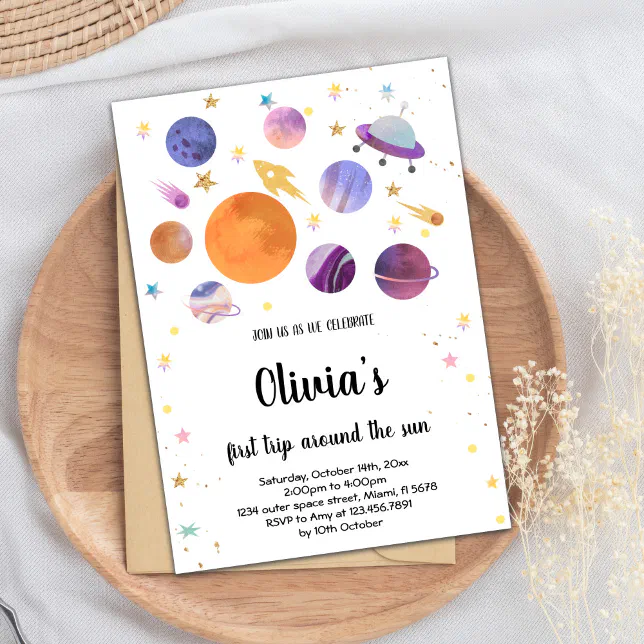 Planets Galaxy Birthday Invitation | Zazzle
