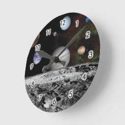 Planets of the solar system round clock | Zazzle