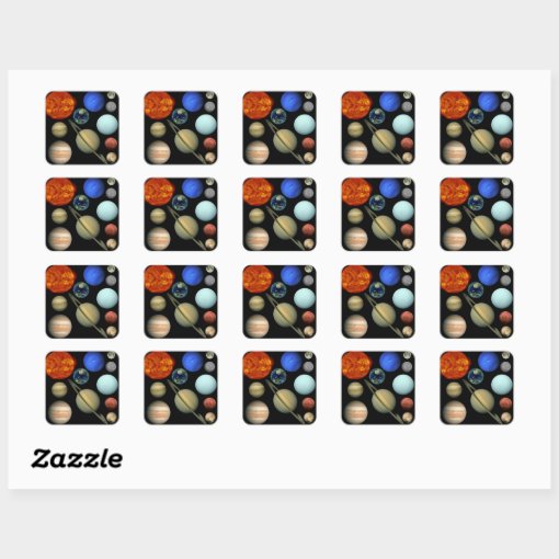 Planets of the Solar System Square Sticker | Zazzle