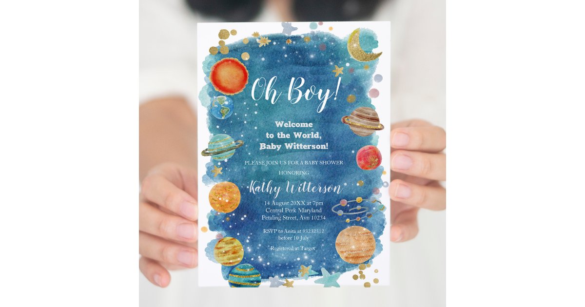 Planets Outer Space Baby Shower Invitation | Zazzle