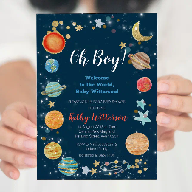 Planets Outer Space Baby Shower Invitation | Zazzle