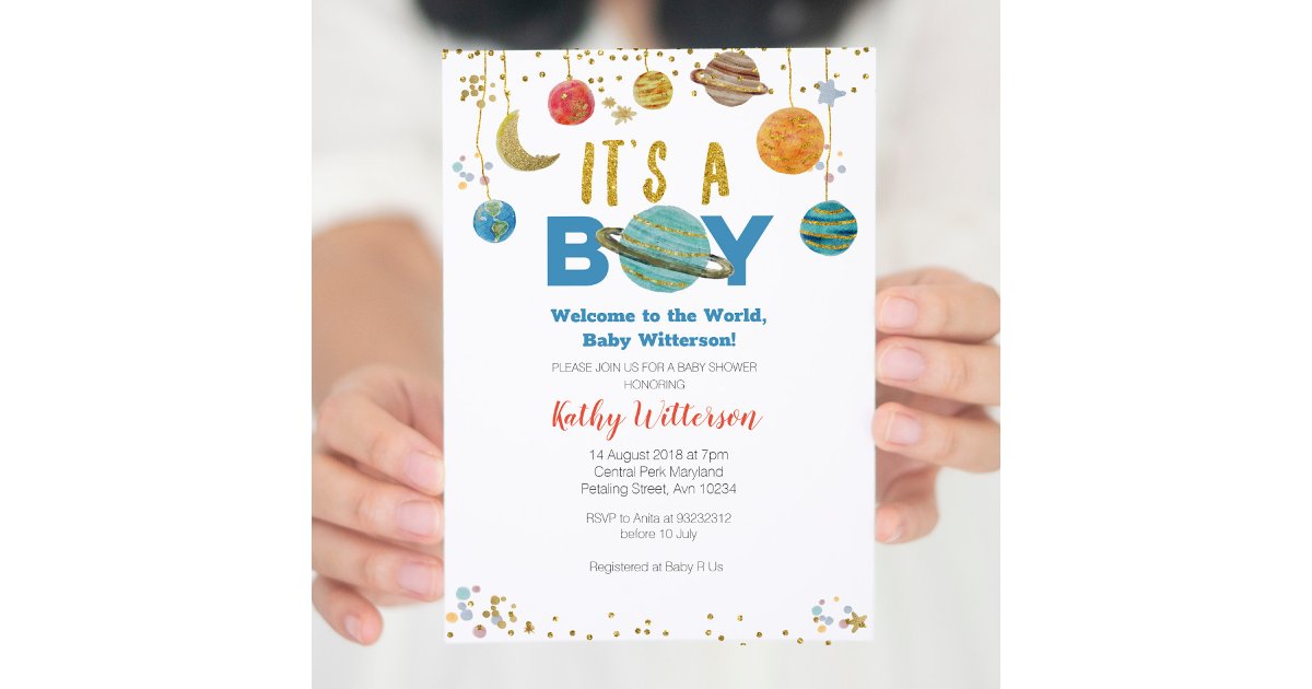 Planets Outer Space Baby Shower Invitation | Zazzle