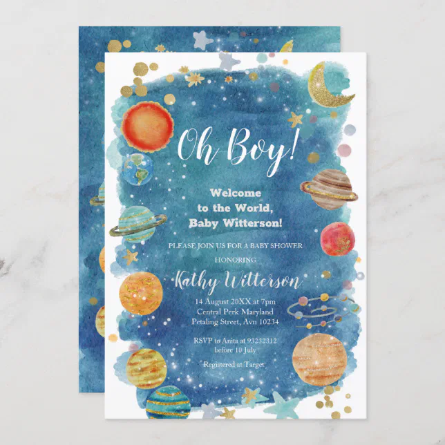 Planets Outer Space Baby Shower Invitation | Zazzle