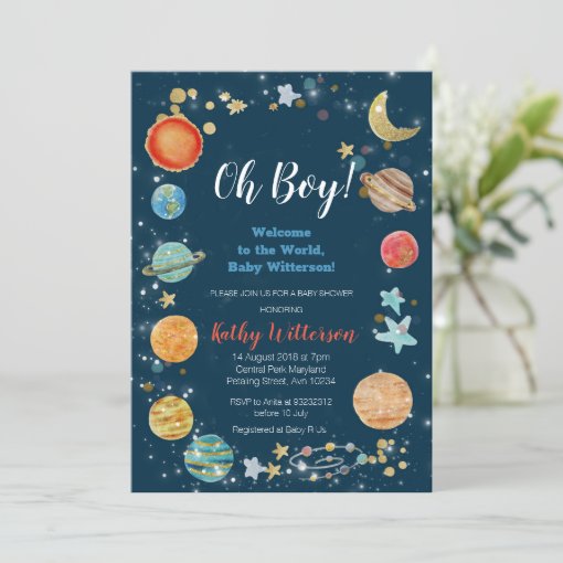 Planets Outer Space Baby Shower Invitation | Zazzle