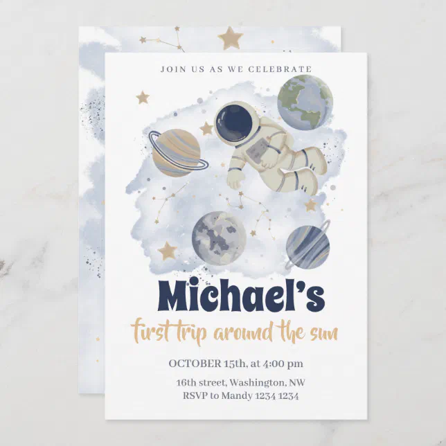 Planets Outer Space Galaxy Birthday Invitation | Zazzle