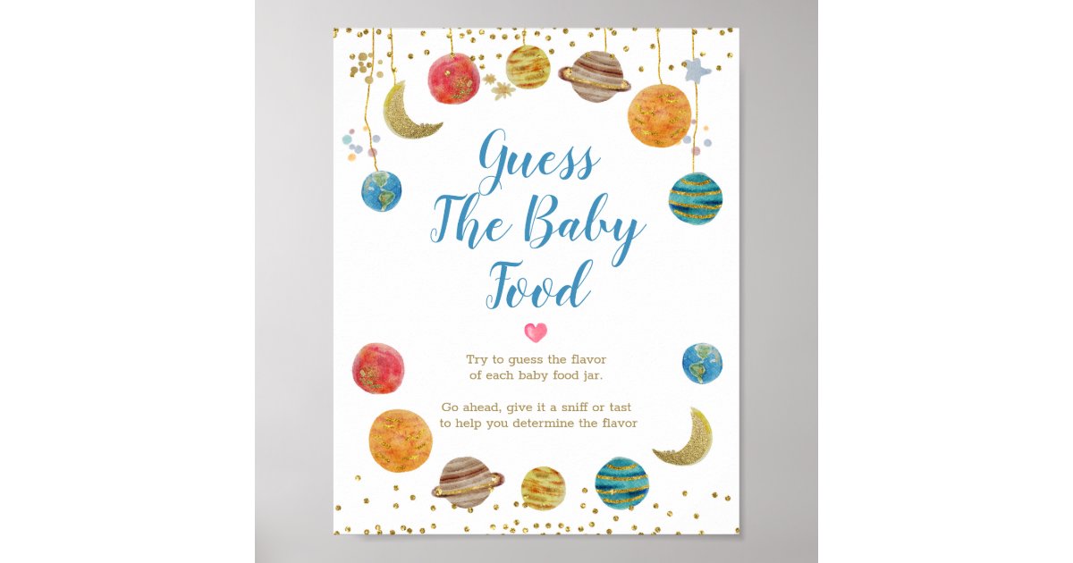Planets Outer Space Galaxy Guess the Baby Food Poster | Zazzle