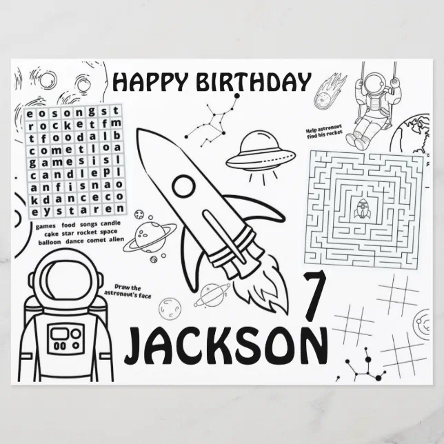 Planets placemats, Outer Space activity sheet | Zazzle