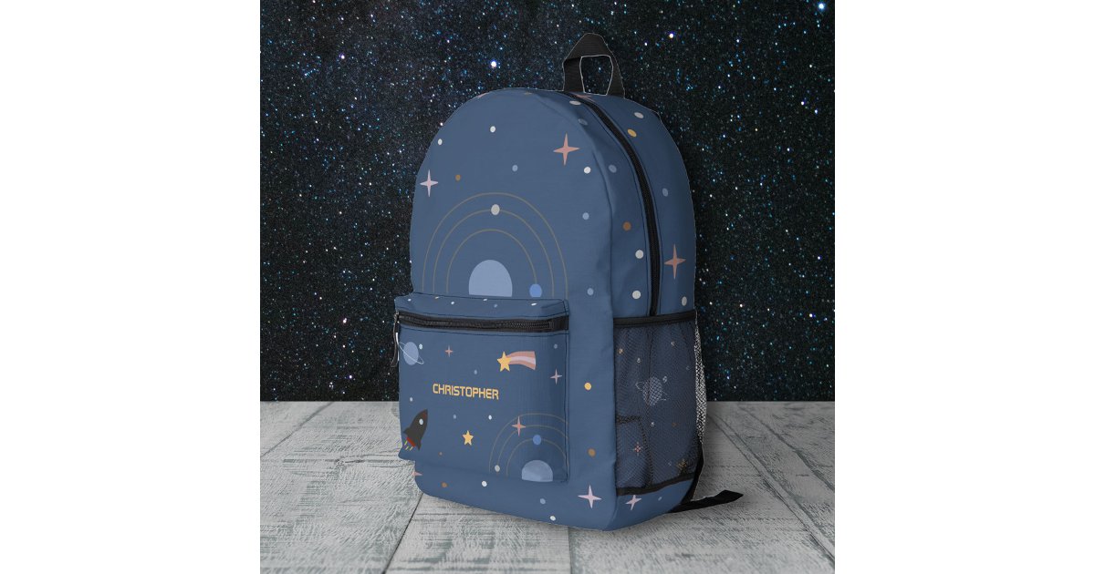 Planets & Rocket, Outer Space Blue Backpack | Zazzle