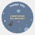 Planets & Rocket, Space Birthday Thank You Sticker | Zazzle