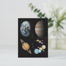 Planets solar system collage postcard | Zazzle