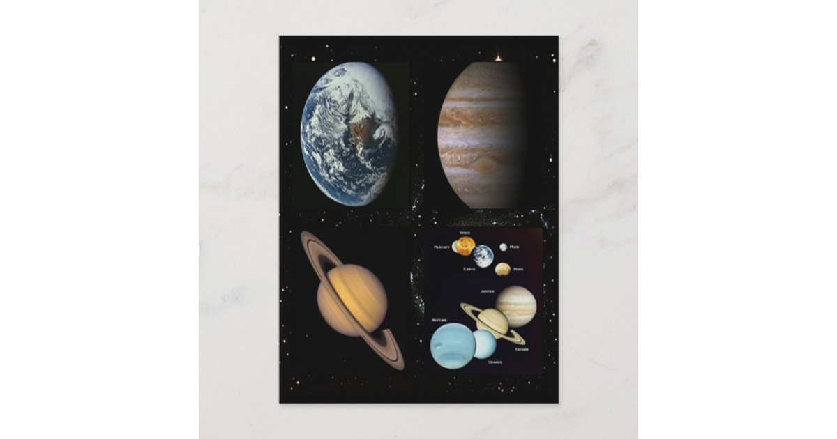 Planets solar system collage postcard | Zazzle