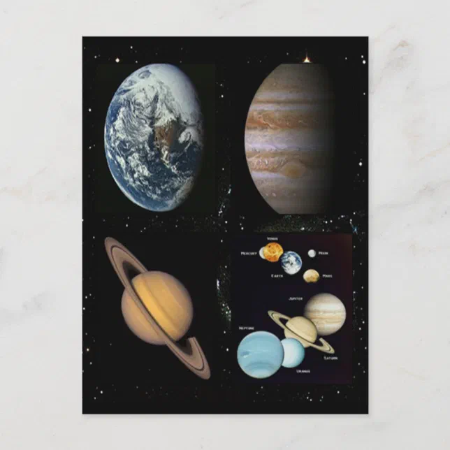 Planets solar system collage postcard | Zazzle