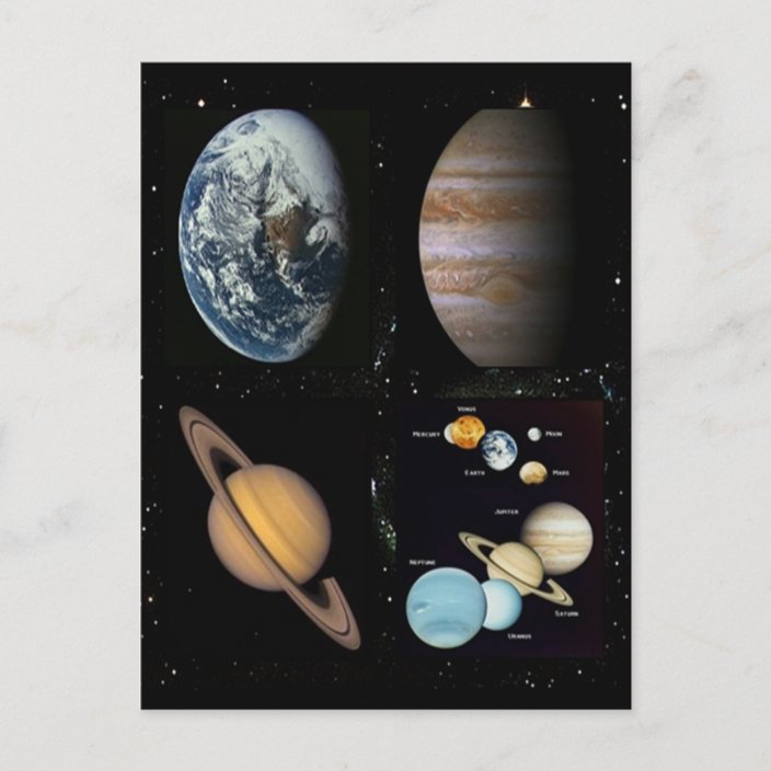 Planets solar system collage postcard | Zazzle.com