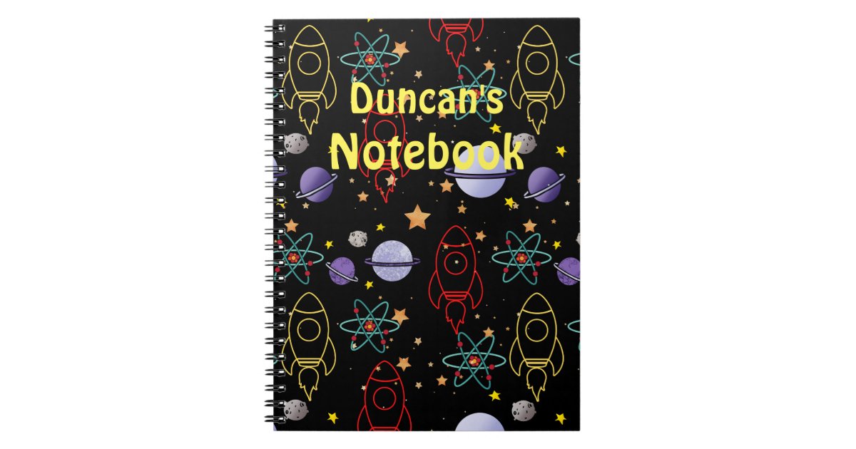 Planets, Stars and Rocket Ships Notebook | Zazzle