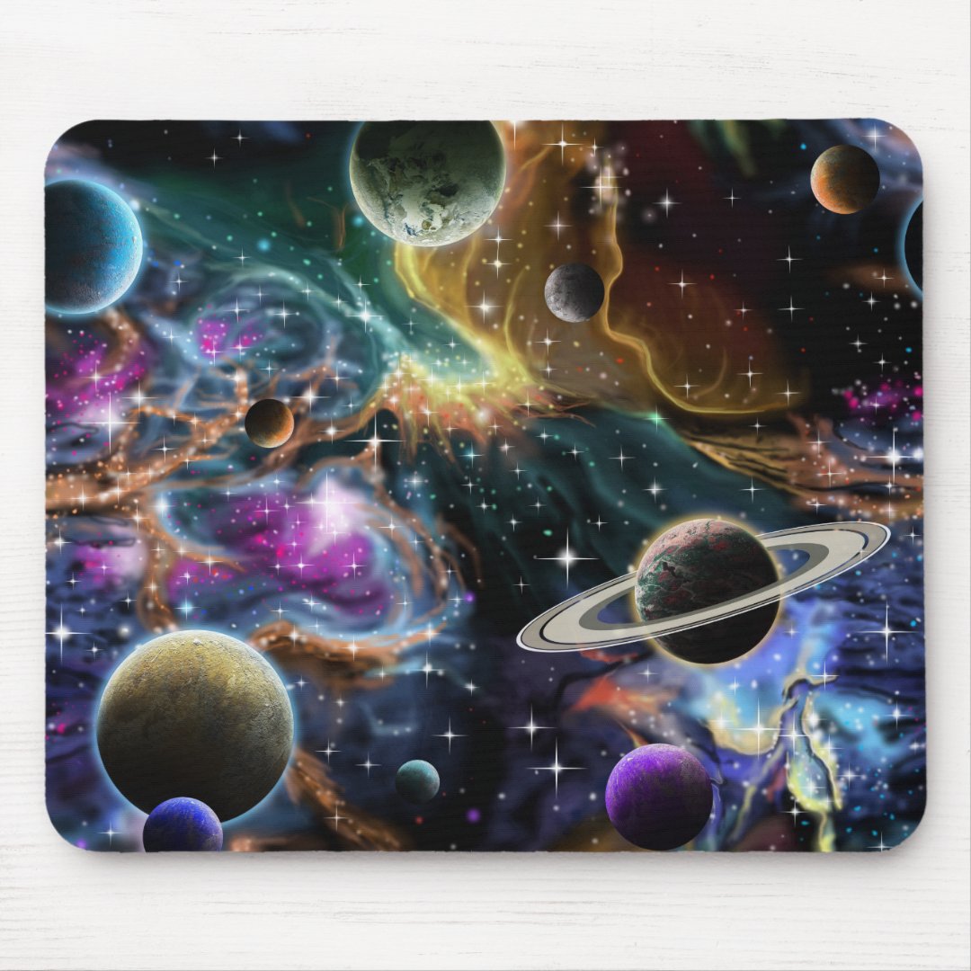 Planets Stars Nebula Mouse Pad | Zazzle
