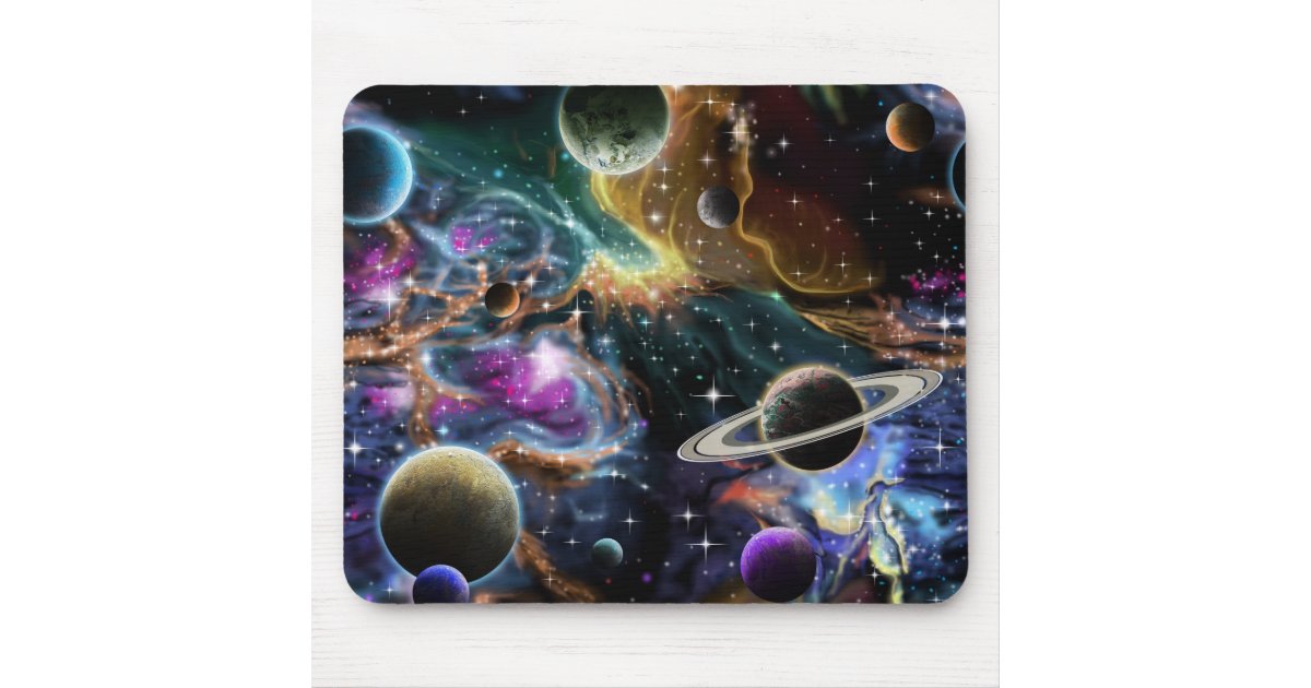 Planets Stars Nebula Mouse Pad | Zazzle