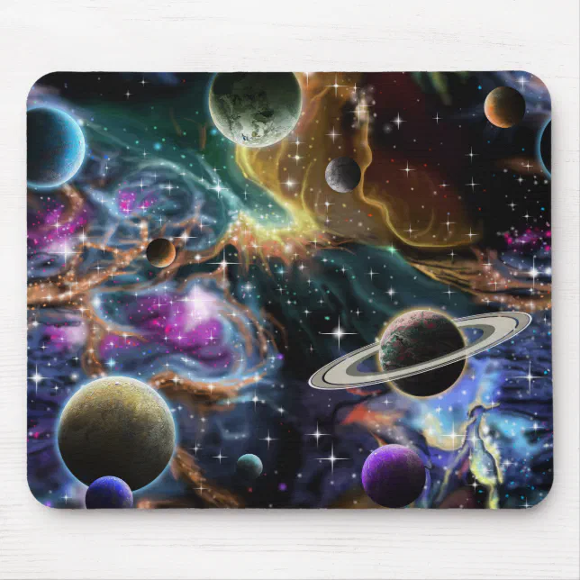 Planets Stars Nebula Mouse Pad | Zazzle