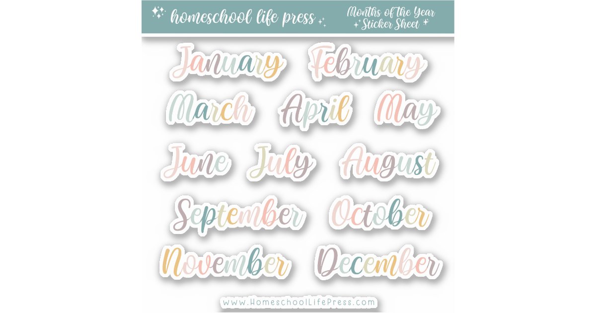 Planner Stickers Retro Rainbow Months of the Year | Zazzle