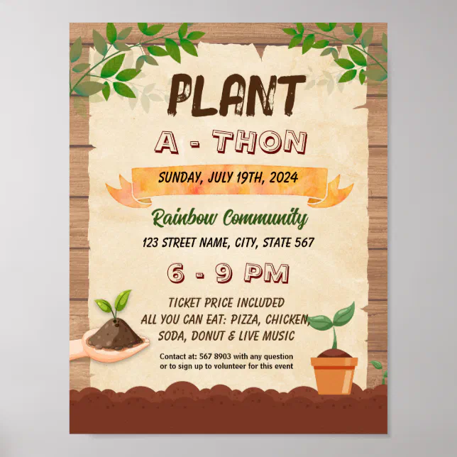 Plant-a-Thon flyer poster template | Zazzle