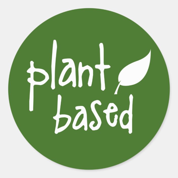 Plant Based with leaf design Classic Round Sticker | Zazzle.com