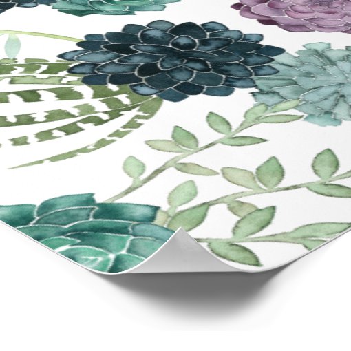 Plant Happiness Collection Succulent Pattern 3 Poster | Zazzle