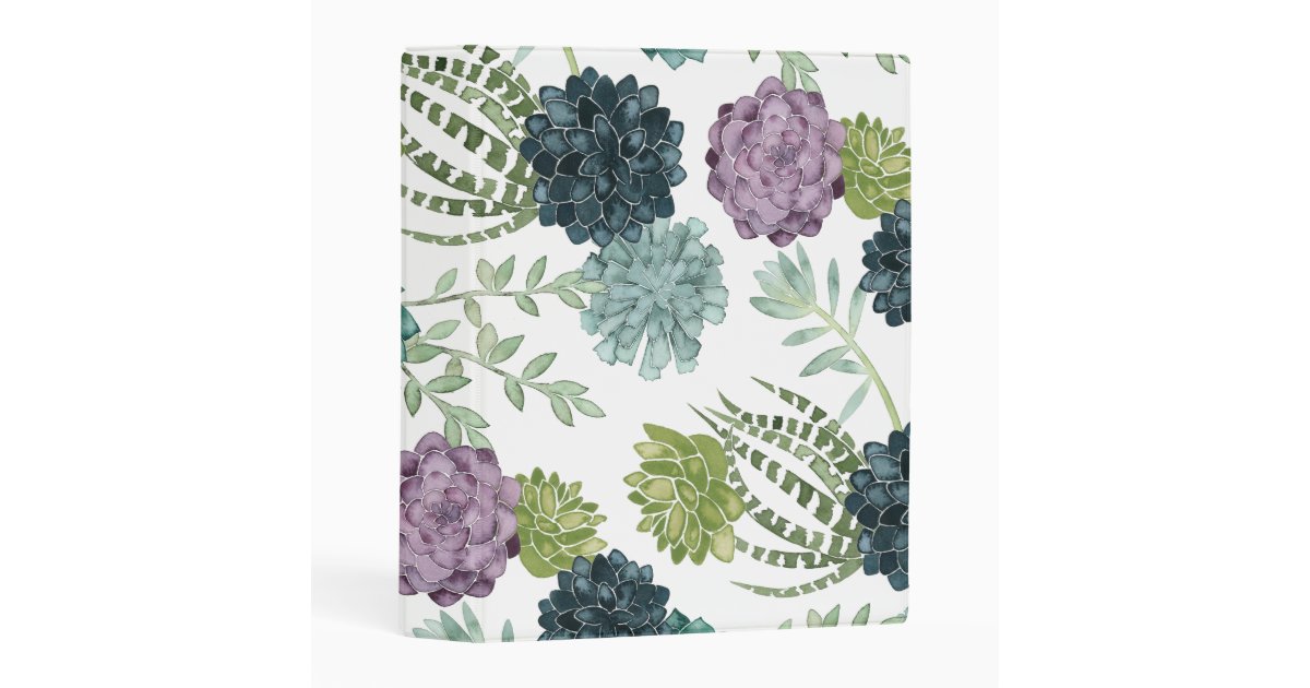 Plant Happiness Collection Succulent Pattern Mini Binder | Zazzle