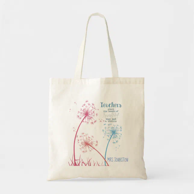 Plant the seed of knowledge Dandelion quote Tote Bag | Zazzle