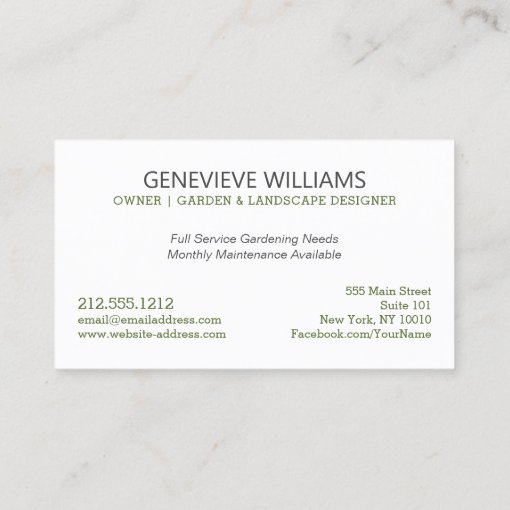 Plant Variety Garden Design Landscaping Business Card | Zazzle