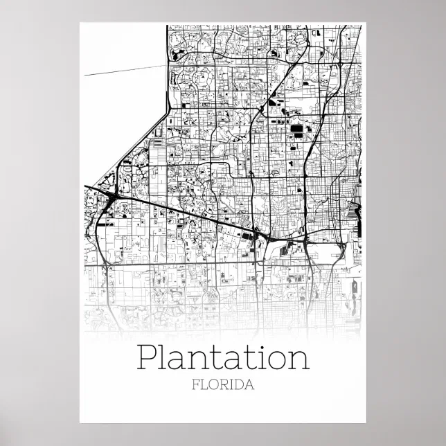 Plantation Map - Florida - City Map Poster | Zazzle