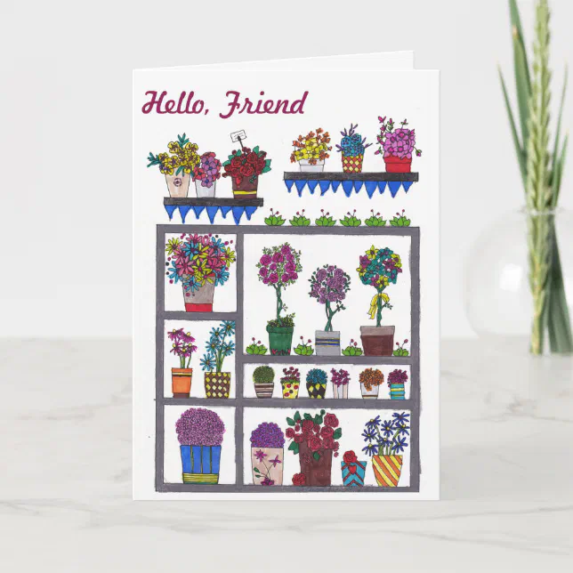 Plants and Flowers on Shelves Friendship Card | Zazzle