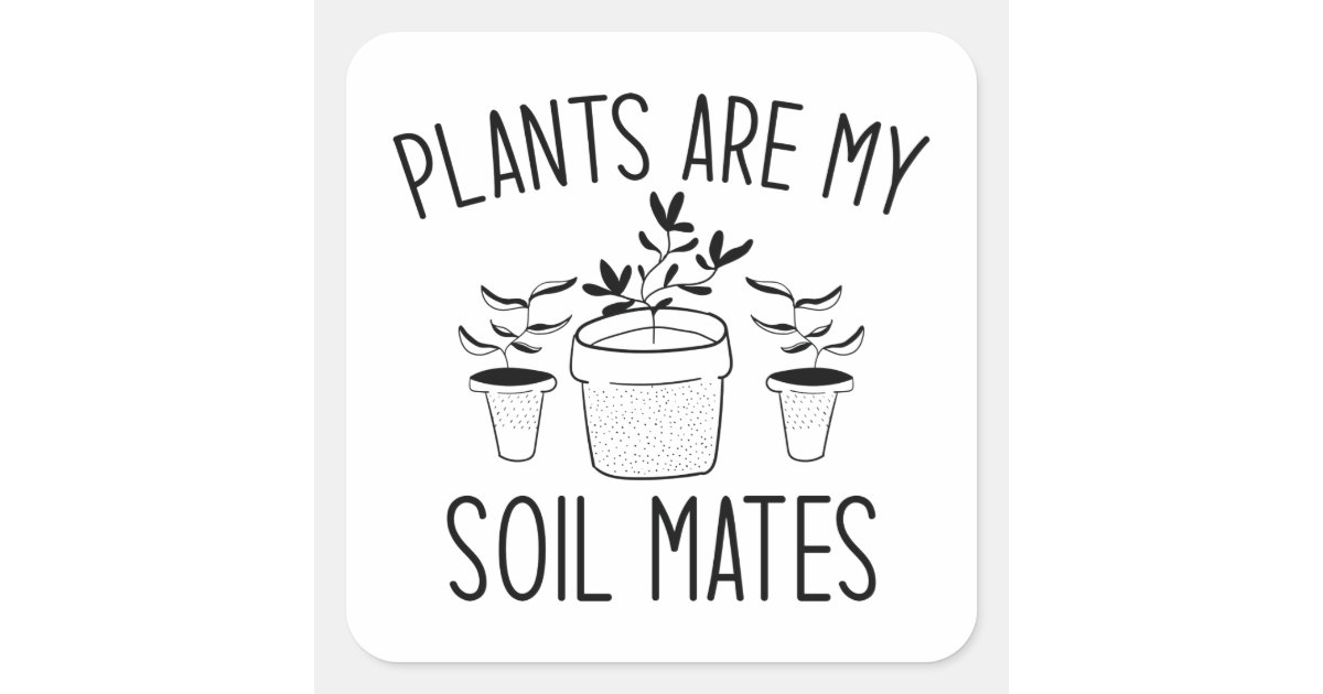 Plants Are My Soil Mates Square Sticker | Zazzle