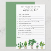 Plants Bridal Shower Game How Well do you know | Zazzle