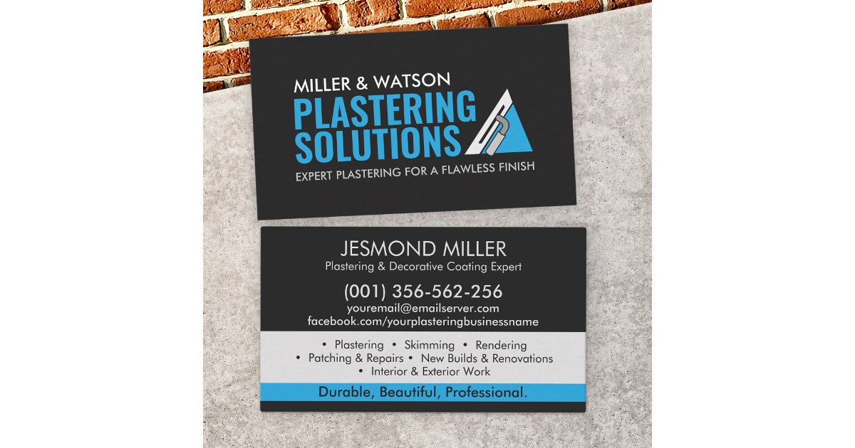 Plastering Services Business Card | Zazzle