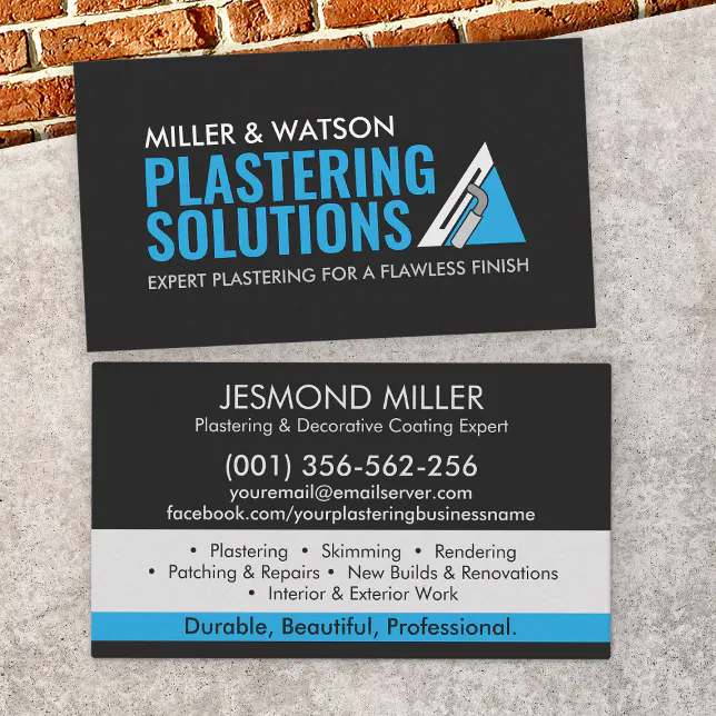 Plastering Services Business Card | Zazzle
