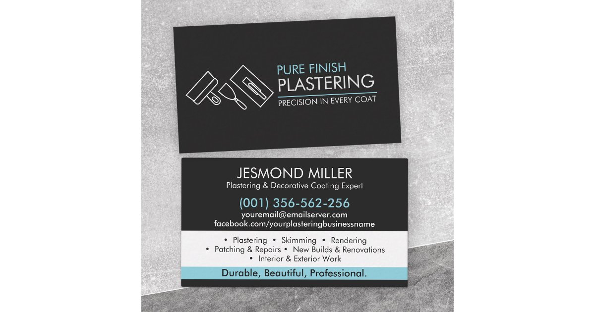 Plastering Services Business Card | Zazzle