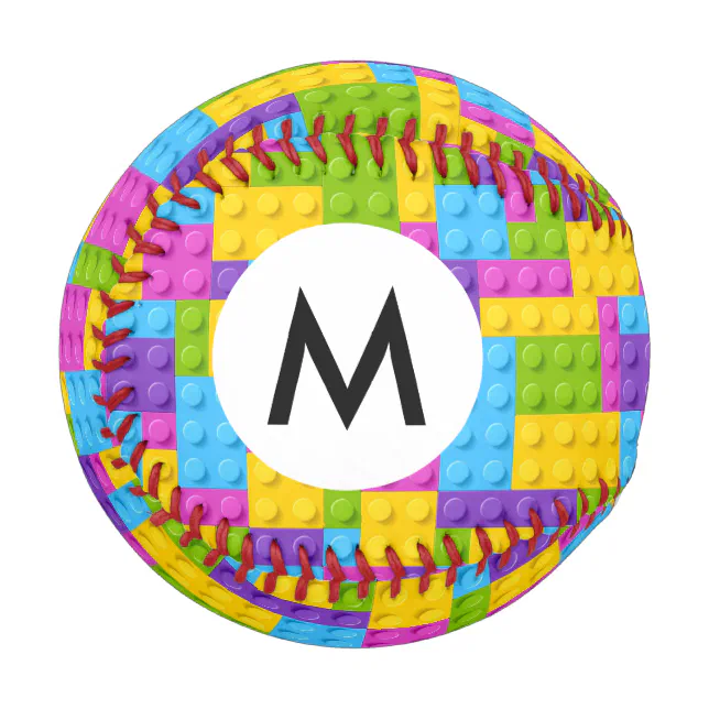 Plastic Construction Blocks Pattern Baseball | Zazzle