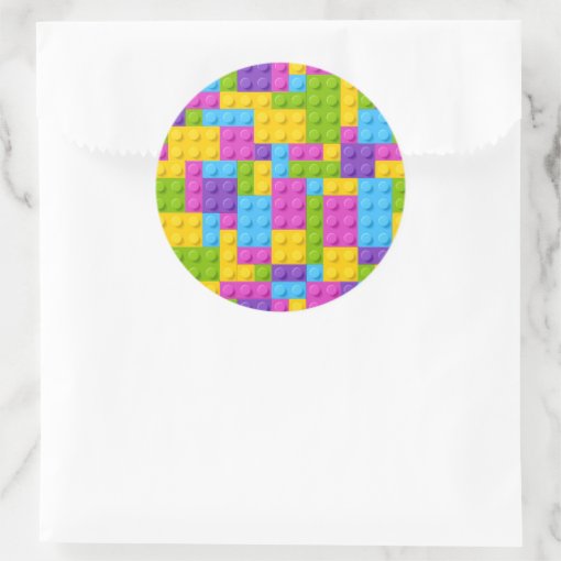 Plastic Construction Blocks Pattern Classic Round Sticker | Zazzle