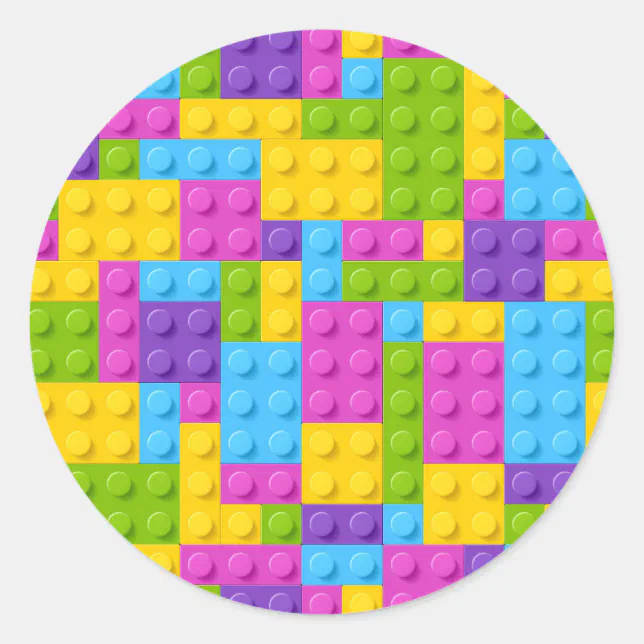 Plastic Construction Blocks Pattern Classic Round Sticker | Zazzle
