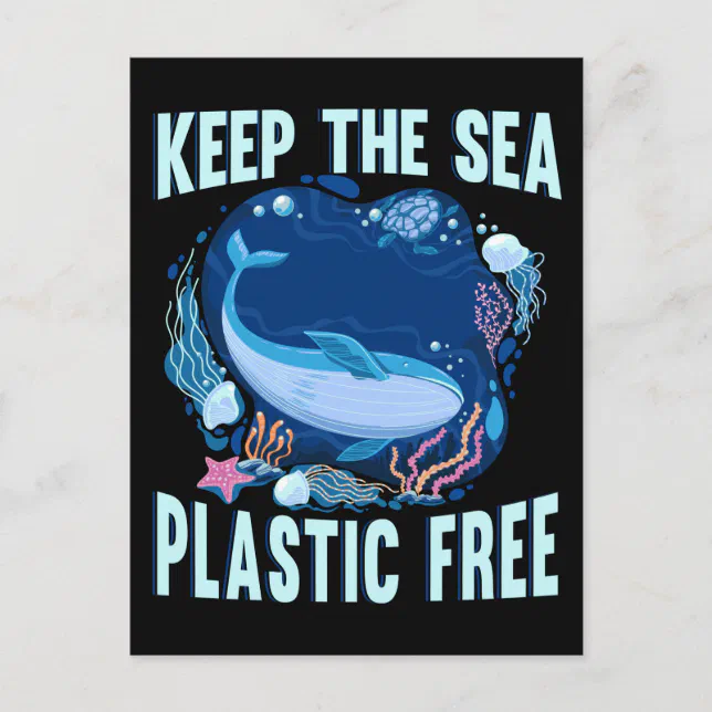 Plastic Free Sea Earth Care Animal Rescue Save Pla Postcard | Zazzle