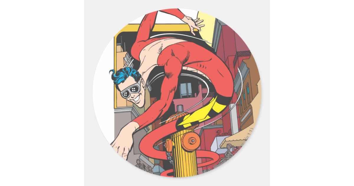 Plastic Man Shape-Shifts in the City Classic Round Sticker | Zazzle