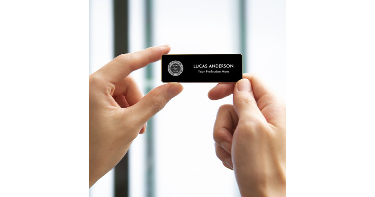 Plastic Name Tag Magnetic or Pin Custom Logo | Zazzle