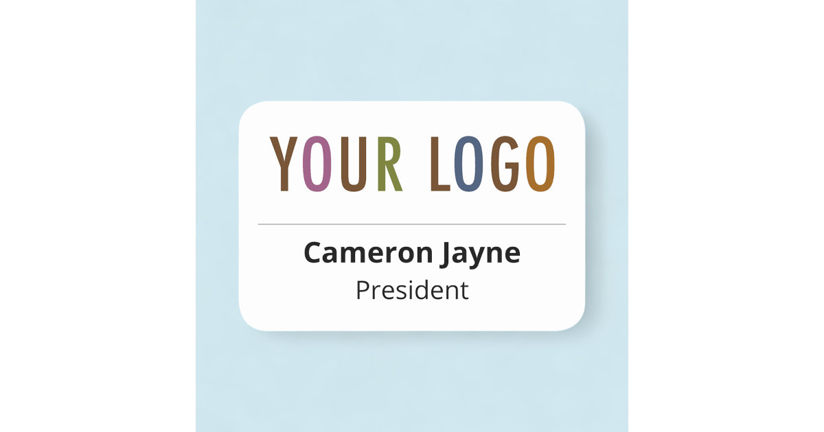 Plastic Name Tag Magnetic or Pin Custom Logo | Zazzle