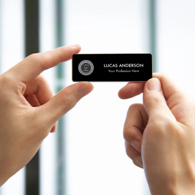 Plastic Name Tag Magnetic or Pin Custom Logo | Zazzle