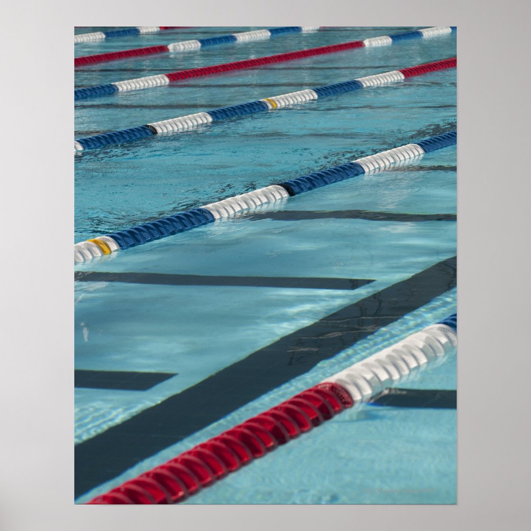 Plastic separators in a swimming pool creating poster | Zazzle
