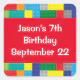 Plastic Toy Bricks Boy's Birthday Party Favor Square Sticker | Zazzle