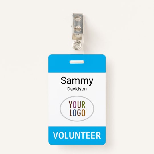 Plastic Volunteer Name Badge with Clip Custom Logo | Zazzle.com
