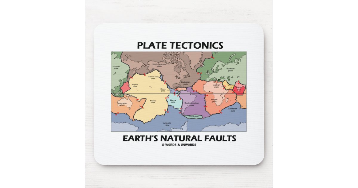 Plate Tectonics Earth's Natural Faults (World Map) Mouse Pad | Zazzle